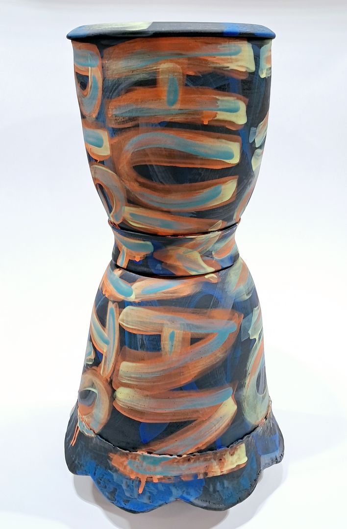 Human Rights Skirted Vase Lime Orange Turquoise – MacRostie Art Center